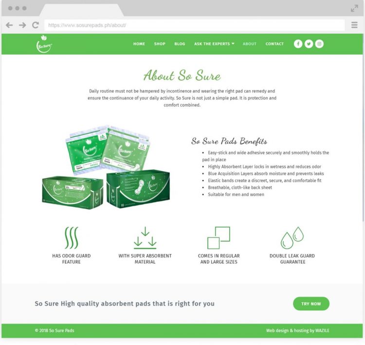 So Sure Pads - WAZILE Inc.