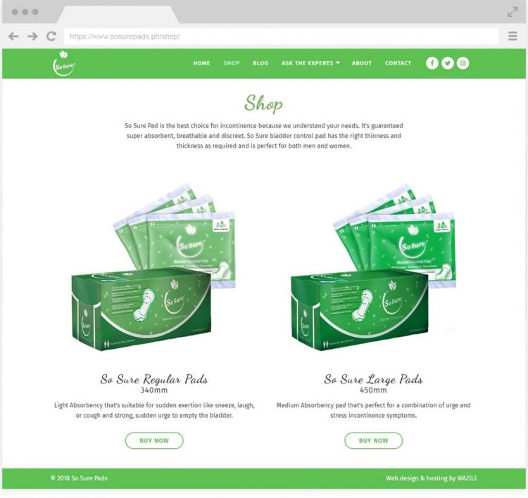 So Sure Pads - WAZILE Inc.