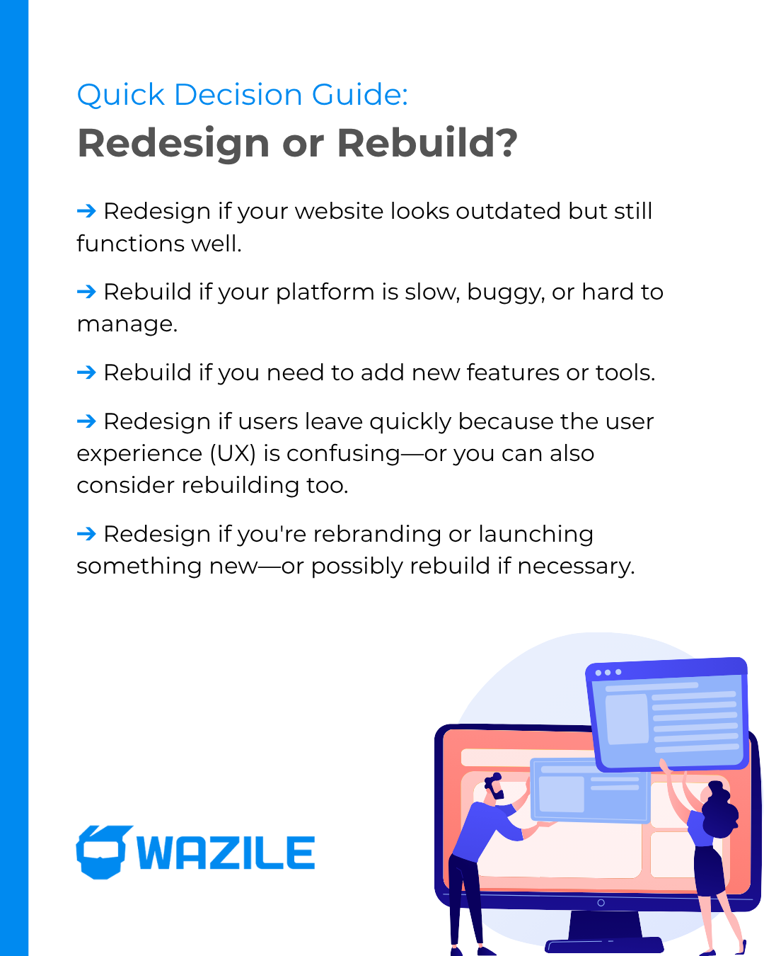 Website Redesign or Rebuild? Which One Do You Need? - WAZILE Inc.